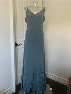 Dresses | Vintage Inspired Dusty Blue Bias Cut Maxi Slip Dress | Poshmark